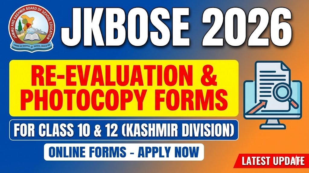 JKBOSE Re-evaluation Online Forms 2026 & Photocopies for Class 10 & 12 ...