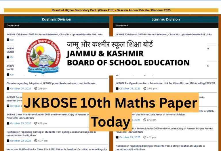 JKBOSE Class 10th Maths Paper 2025 – Share Your Feedback! - JKBose