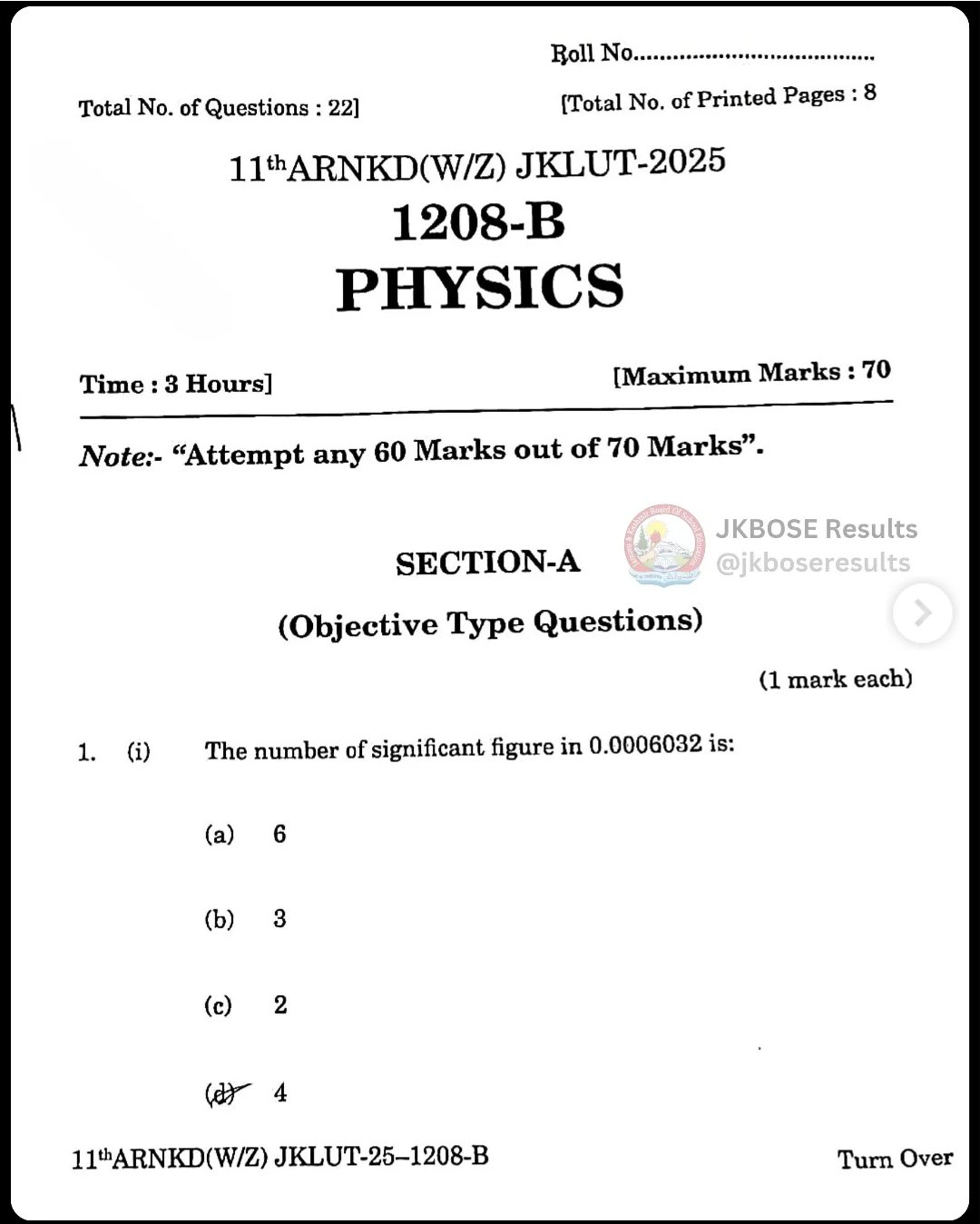 JKBOSE 11th Physics Paper 2025 Held Today – Download Question Paper PDF & Full Exam Analysis ...